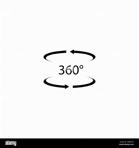 360 Degree Rotation Icon Silhouette Style Vector Symbol Of Rotation On