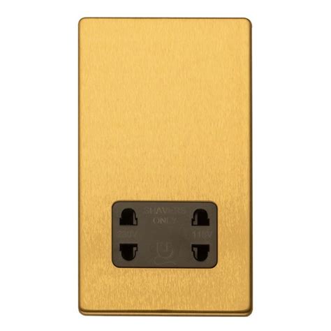 Eurolite Concealed 3mm Satin Brass Dual Voltage Shaver Socket L4l