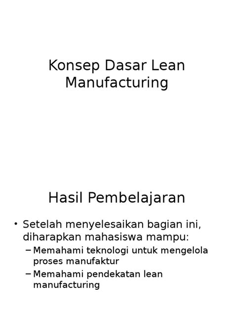 Konsep Dasar Lean Manufacturing Pdf