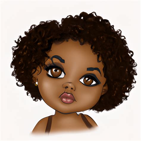 Cute Curly Hair Light Skinned Melanin Digital Art · Creative Fabrica