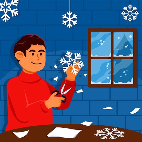Premium Vector Make Snowflakes Paper Craft While Winter Outside