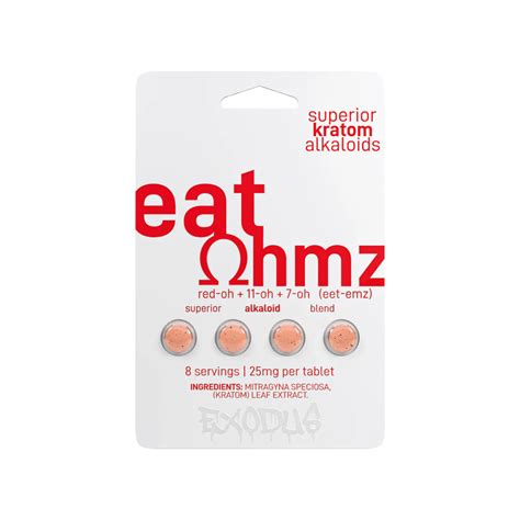 Eat Ohmz 7 Hydroxy Kratom White Tablets 4pk 25mg Tablets Display Of