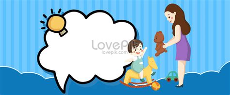 간단한 만화 엄마와 아기 포스터 배너 이미지 Hd 포스터 생각 단순 배경 사진 무료 다운로드 Lovepik