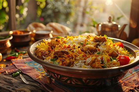 Traditional Chicken Biryani Aromatic Indian Cuisine Food Premium Ai