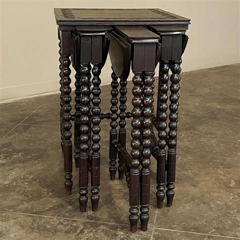 Antique Spool Leg Nesting Table Set For Sale At 1stdibs