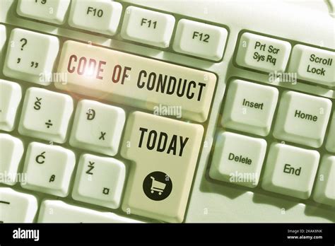 Textschild mit Code of Conduct Geschäftskonzept Grundsätze sind