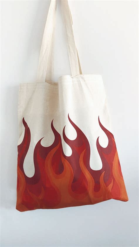Flame Tote Bag Organic Cotton Canvas Block Printed Tote Bag Etsy