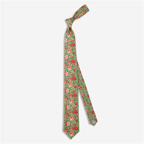 Laura Ashley X Tie Bar Wild Roses Green Tie Silk Ties The Tie Bar