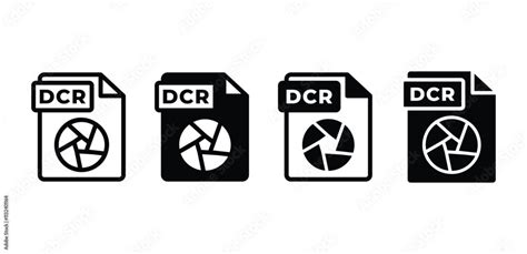 Dcr File Format Document Icon Symbol Sign Vector Design Black White Color Simple Modern