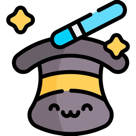 Magic Hat Kawaii Lineal Color Icon