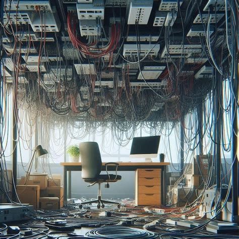 Cluttered Office Desk Premium Ai Generated Image