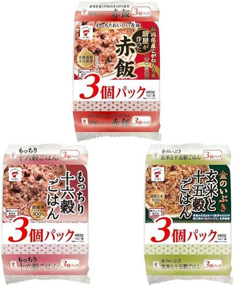 Amazon 【セット買い】たいまつ食品 餅屋が作った 赤飯 480g たいまつ食品 もっちり十六穀ごはん 3個パック 480g