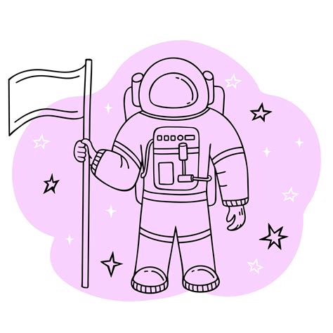 astronauta cosmonauta con bandera astronauta ilustración para impresión antecedentes y