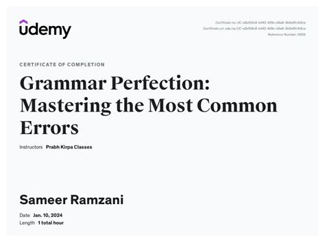 Sameer Ramzani On Linkedin Check Out This Certificate I Got For Grammar Perfection Mastering The