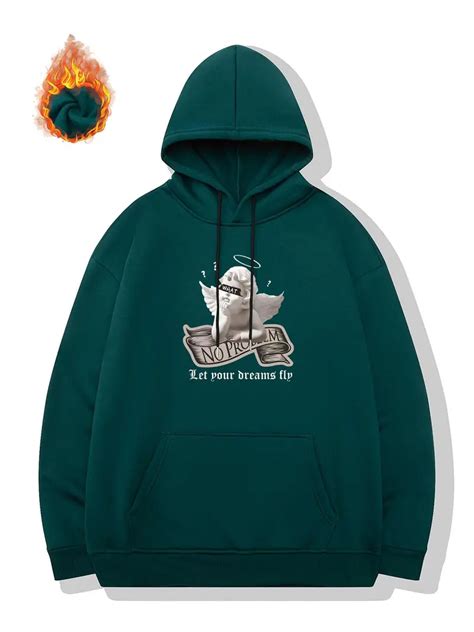 Trendy Angel Print Hoodies Men Graphic Sweatshirt Kangaroo Temu Australia