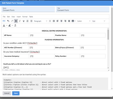Patient Form Templates Elixir Help Documentation
