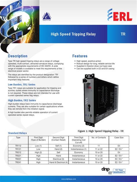 Tr High Speed Tripping Relay Ds Pdf Relay Alternating Current