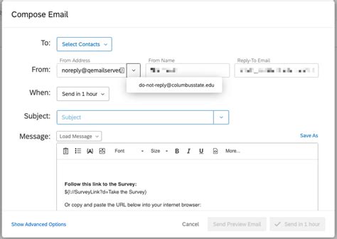 qualtrics compose email pop up
