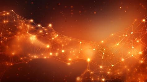 Premium Ai Image Orange Abstract Background With Network Grid