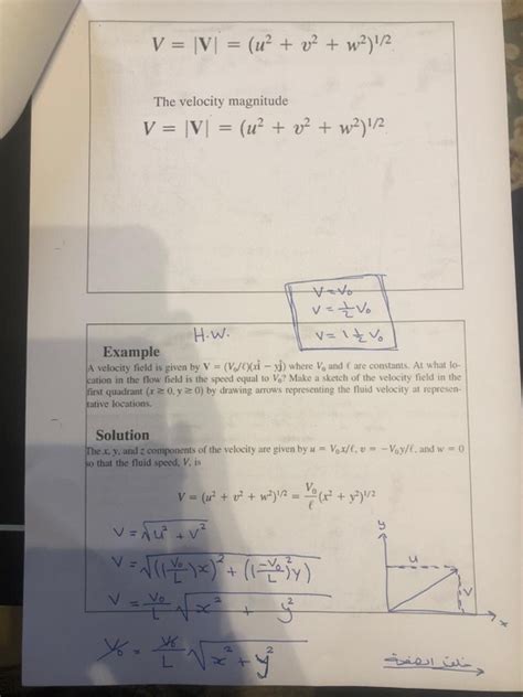 Solved Example A Velocity Field Is Given By V V C Chegg Com