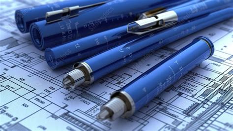 Illustration Of Blueprint Design And Building Materials Powerpoint Background For Free Download