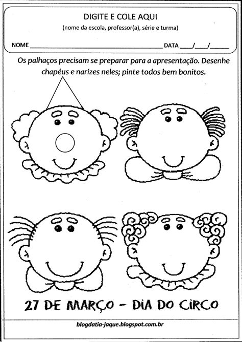 Atividades Sobre Dia Do Circo Ideias E Modelos Em Pdf