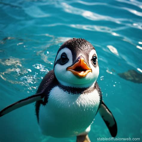 Penguin Swimming In The Water Stable Diffusion Online