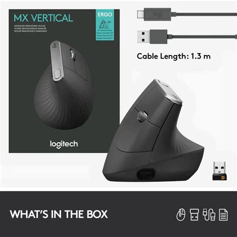 Logitech MX Vertical Ergonomic Wireless Mouse Black Techinn