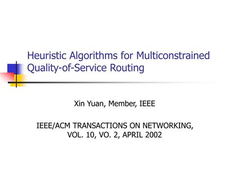 Ppt Heuristic Algorithms For Multiconstrained Quality Of Service