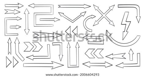 Set Arrow Icon Black Hand Drawn Stock Vector Royalty Free