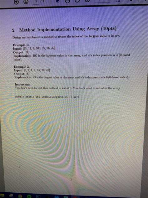 Solved 2 Method Implementation Using Array 10pts Design