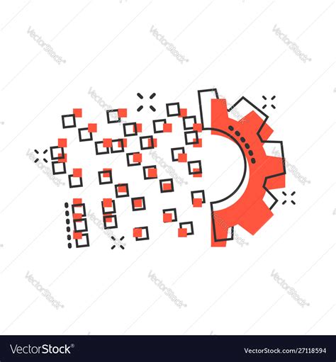 Digital Gear Icon In Comic Style Cog Cartoon Vector Image