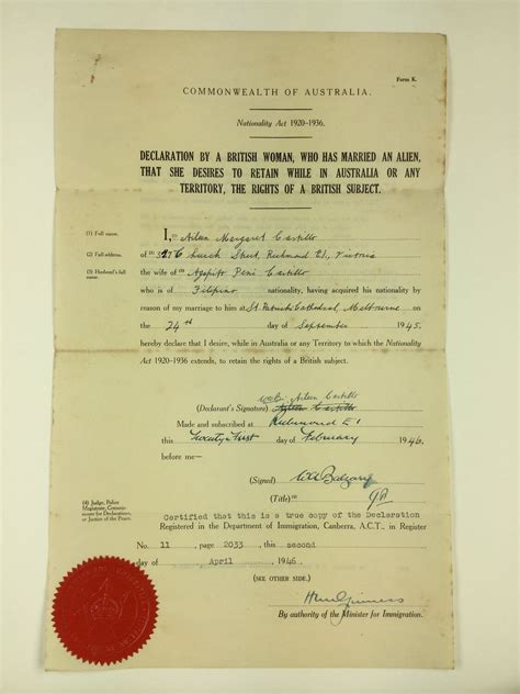 Declaration Certificate Aileen Castillo To Retain British Citizenship