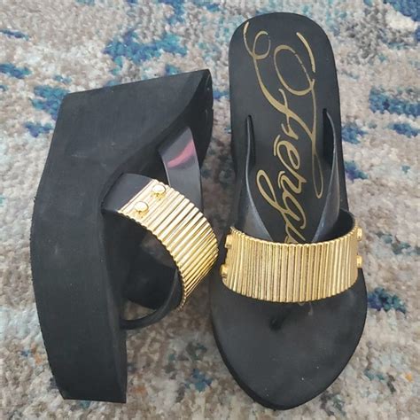 Fergie Shoes Fergie Flip Flop Wedges With Gold Tone Hardware 6