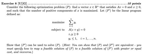 Solved Consider The Following Optimization Problem P Chegg