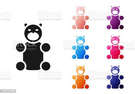 흰색 배경에 고립 된 검은 젤리 곰 사탕 아이콘입니다 다채로운 아이콘을 설정합니다 벡터 거미베어에 대한 스톡 벡터 아트 및 기타