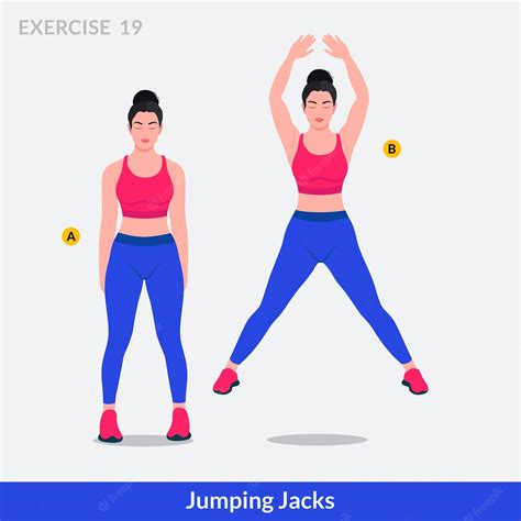 Premium Vector Jumping Jacks Exercise Woman Workout Fitness Aerobic