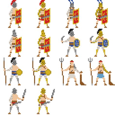 Roman Gladiators Roguelike Characters 32x32 By Jere Sikstus