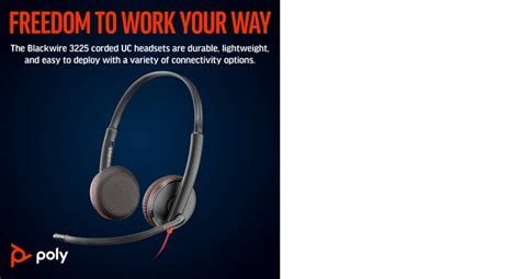 POLY Blackwire 3225 Stereo USB C Headset 3 5mm Plug USB C A Adapter Bulk 21759 In