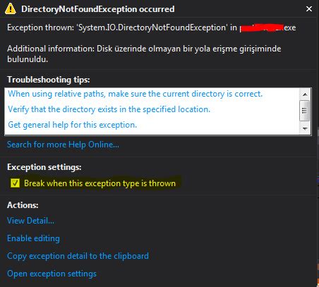 C Catch All Block Doesn T Catch DirectoryNotFoundException Stack