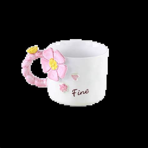 Ceramic Flower Design Pink Mug Freeshop