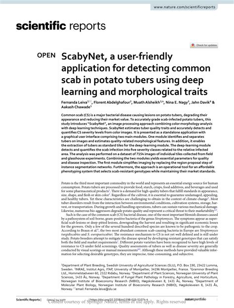 Pdf Scabynet A User Friendly Application For Detecting Common Scab