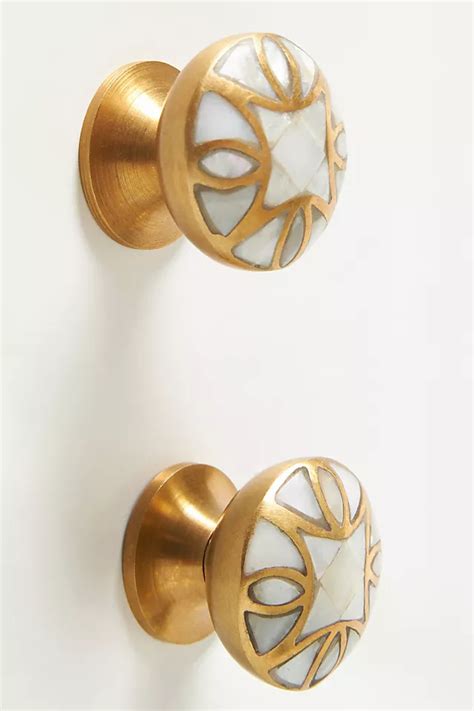 Mother Of Pearl Knobs Set Of 2 Anthropologie