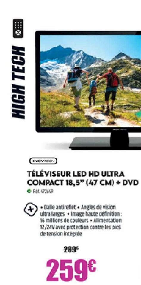 Promo Téléviseur Led Hd Ultra Compact 18 5 47 Cm Dvd Inovtech chez