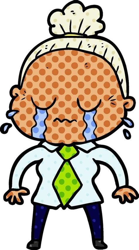 Cartoon Crying Old Lady 12241659 Vector Art At Vecteezy