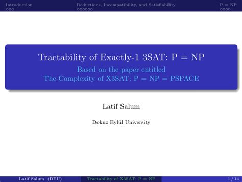 Pdf Tractability Of Exactly 1 3sat P Np