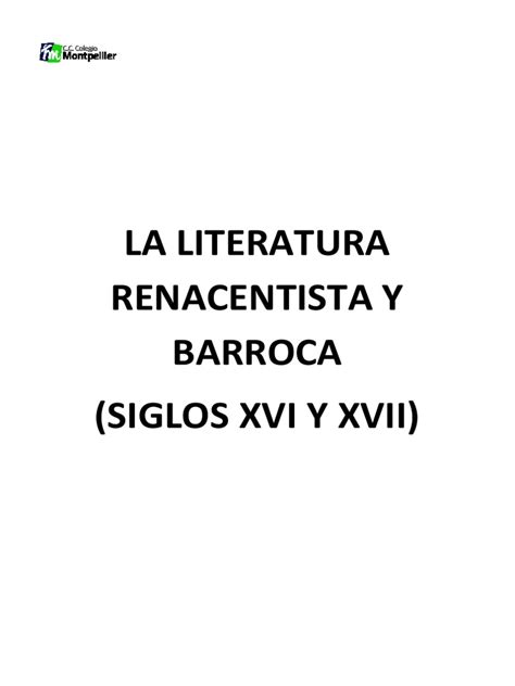 La Literatura Renacentista Y Barroca 1 Recuperado Automáticamente
