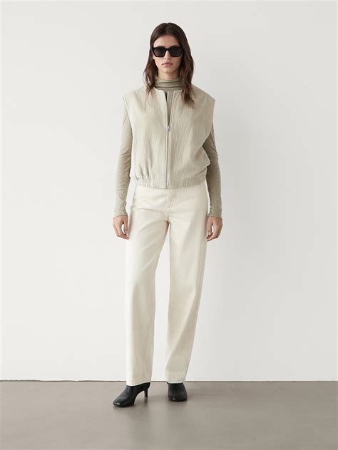 Chaleco Tipo Bomber Velvet · Beige · Vestir Massimo Dutti