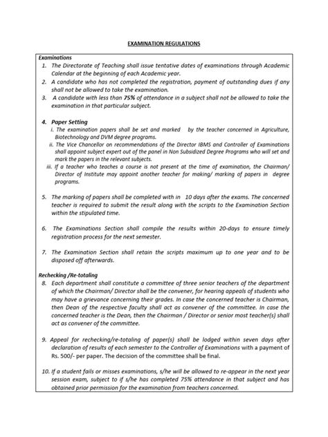 Examination Rules And Regulations Pdf Committee Appeal