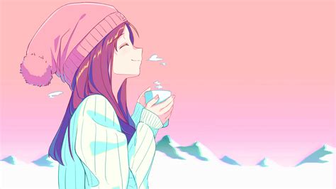 Download Happy And Cozy Pastel Anime Girl Aesthetic Wallpaper
